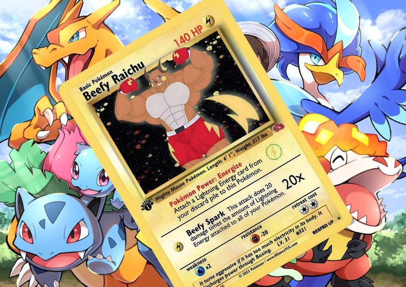 Beefy Raichu Vmax Pokemon Custom Card Holographic - Etsy