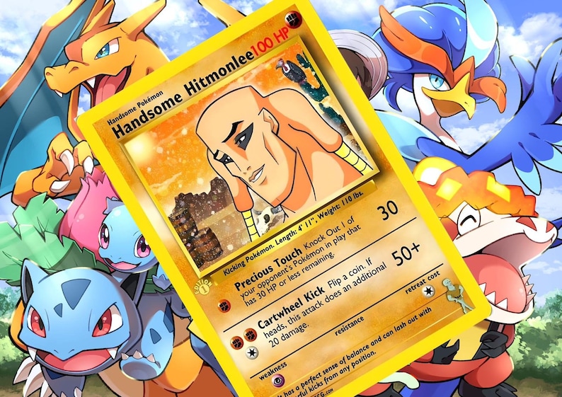 Handsome Hitmonlee Pokemon Custom Card Holographic - Etsy