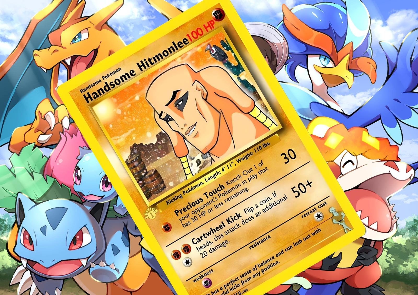 Handsome Hitmonlee Pokemon Custom Card Holographic - Etsy