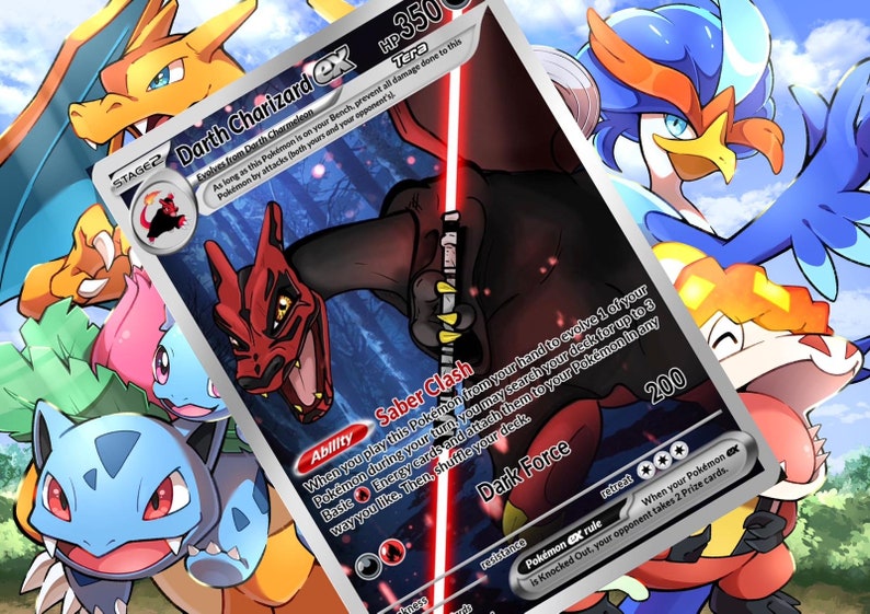 Darth Charizard Ex Gx V Vsstar Pokemon Custom Card Holographic - Etsy ...