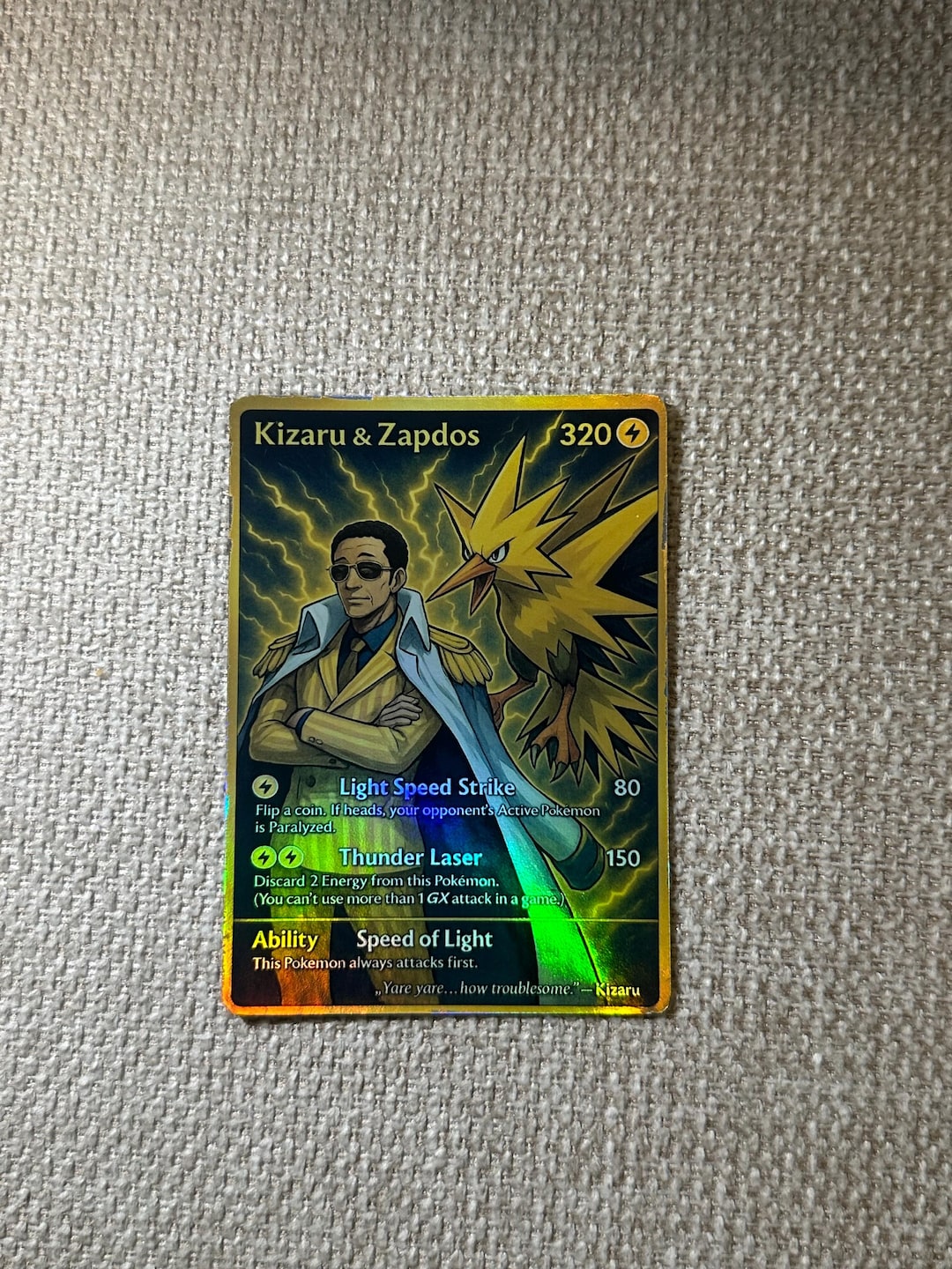 Kizaru & Zapdos One Piece X Pokemon Custom Card Holographic - Etsy