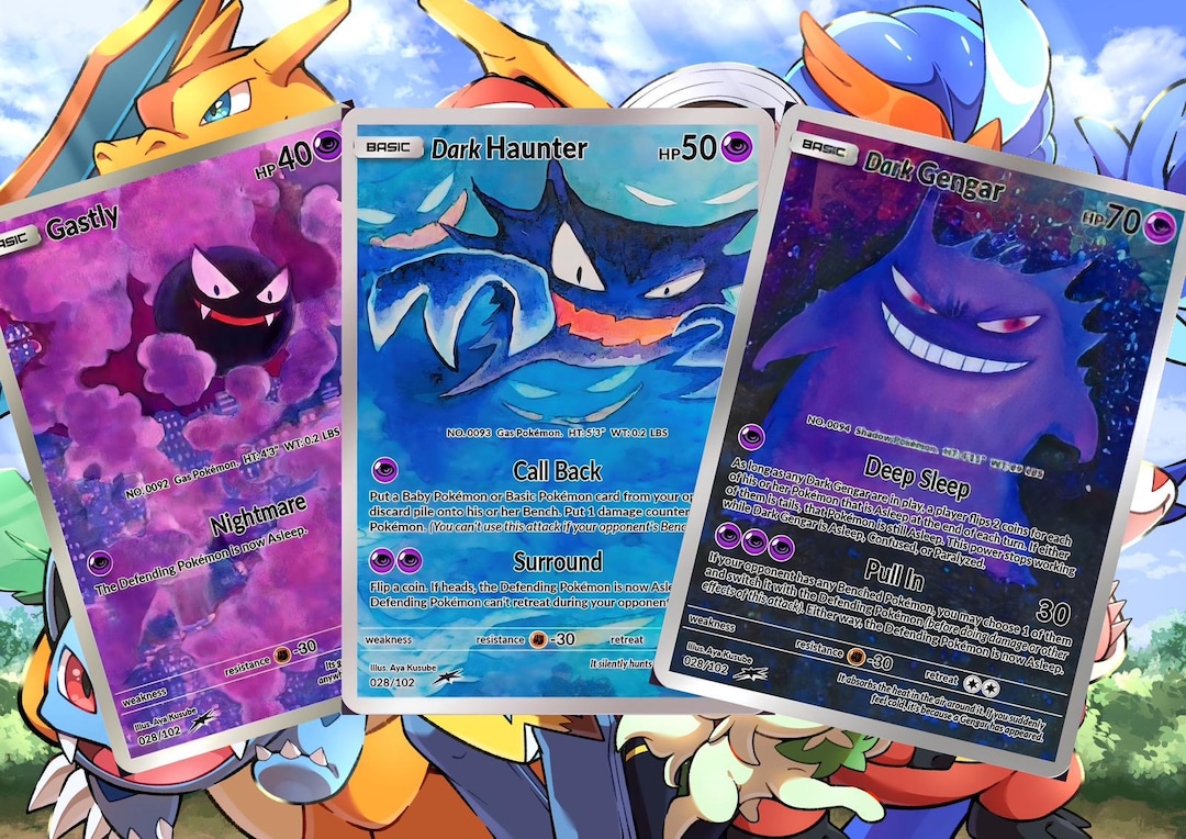 Dark Gastly Haunter Gengar Ex Gx V Vstar Pokemon Custom Card ...