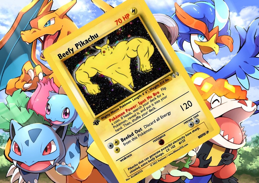 Beefy Pikachu V Gx Vstar Ex Pokemon Custom Card Holographic - Etsy