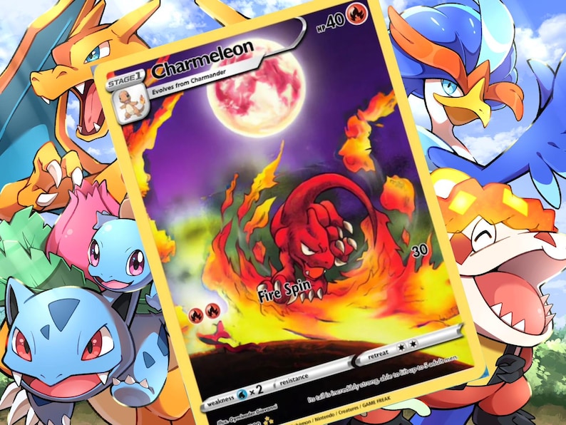 Charmeleon V Ex Gx Vstar Pokemon Custom Card Holographic - Etsy