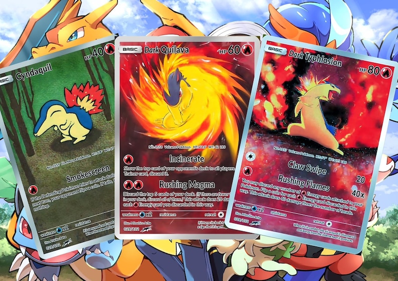 Dark Cyndaquil Quilava Typhlosion Gx V Vstar Pokemon Custom Card ...