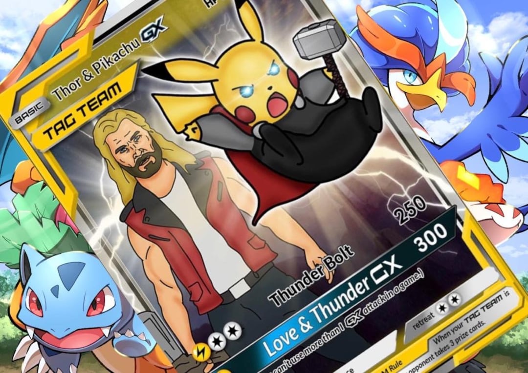 Thor Pikachu Tag Team Gx V Vsstar Pokemon Custom Card Holographic - Etsy