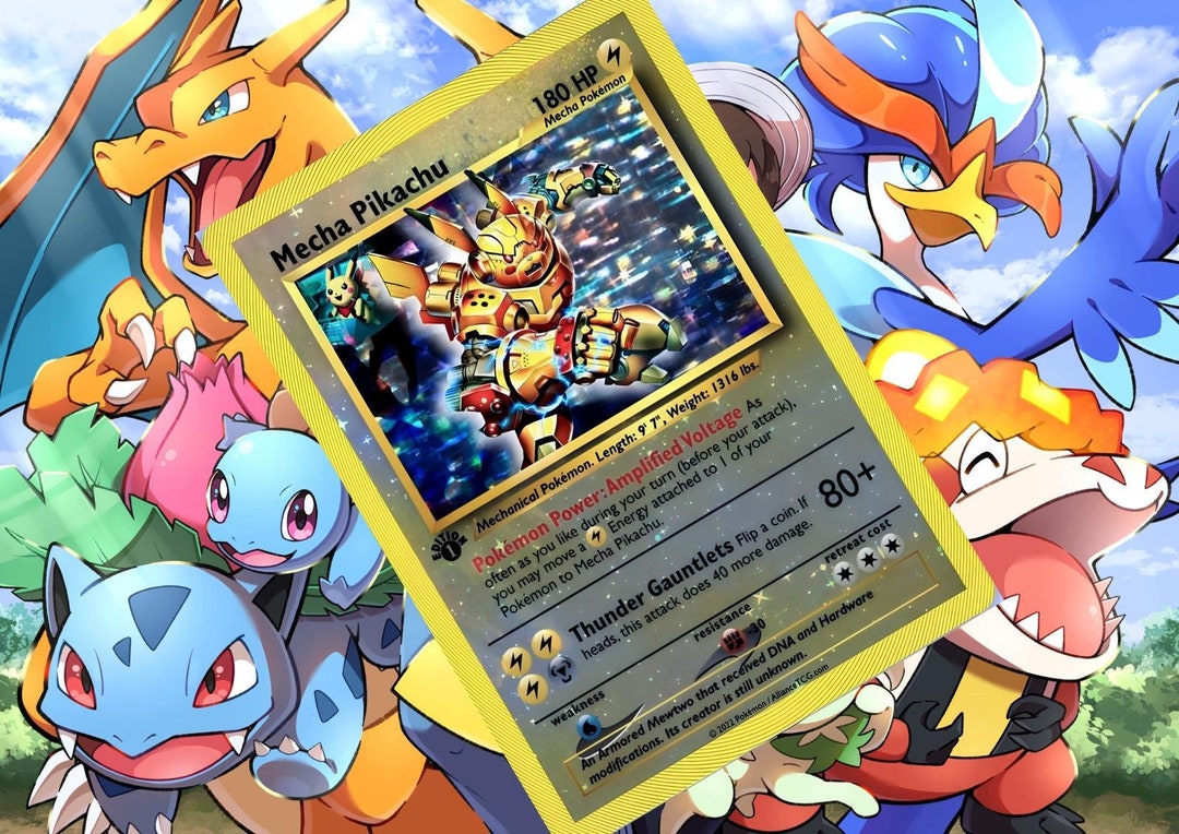 Mecha Pikachu Gx Vmax Pokemon Custom Card Holographic - Etsy New Zealand
