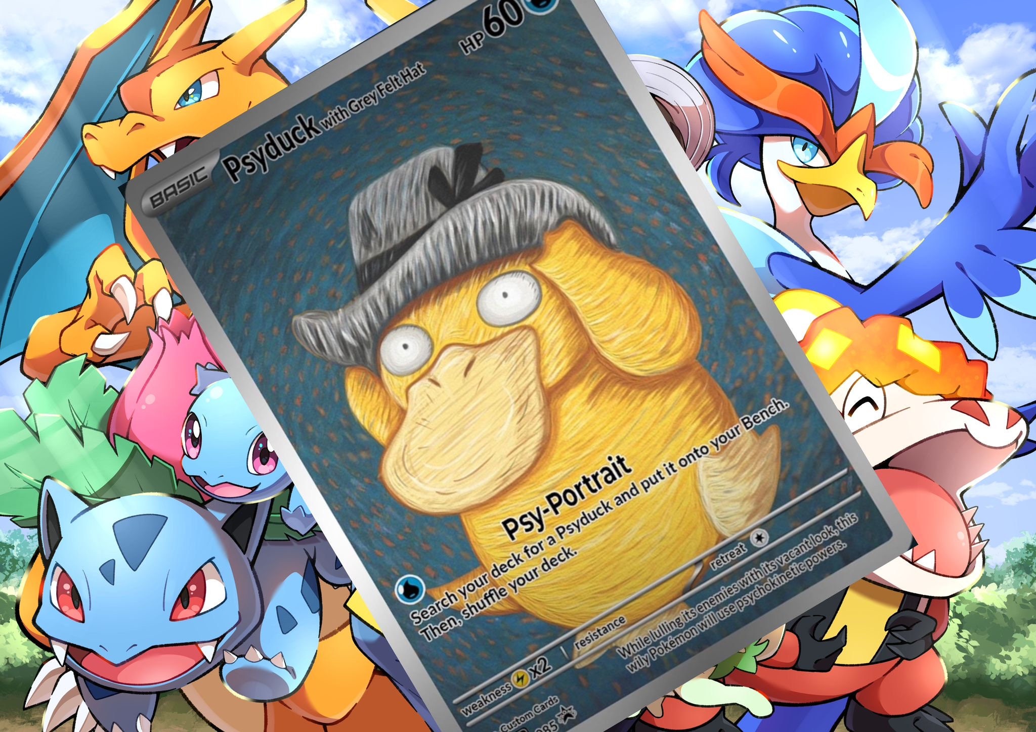 Psyduck With Gray Felt Hat Gx V Vsstar Pokemon Custom Card Holographic - Etsy UK