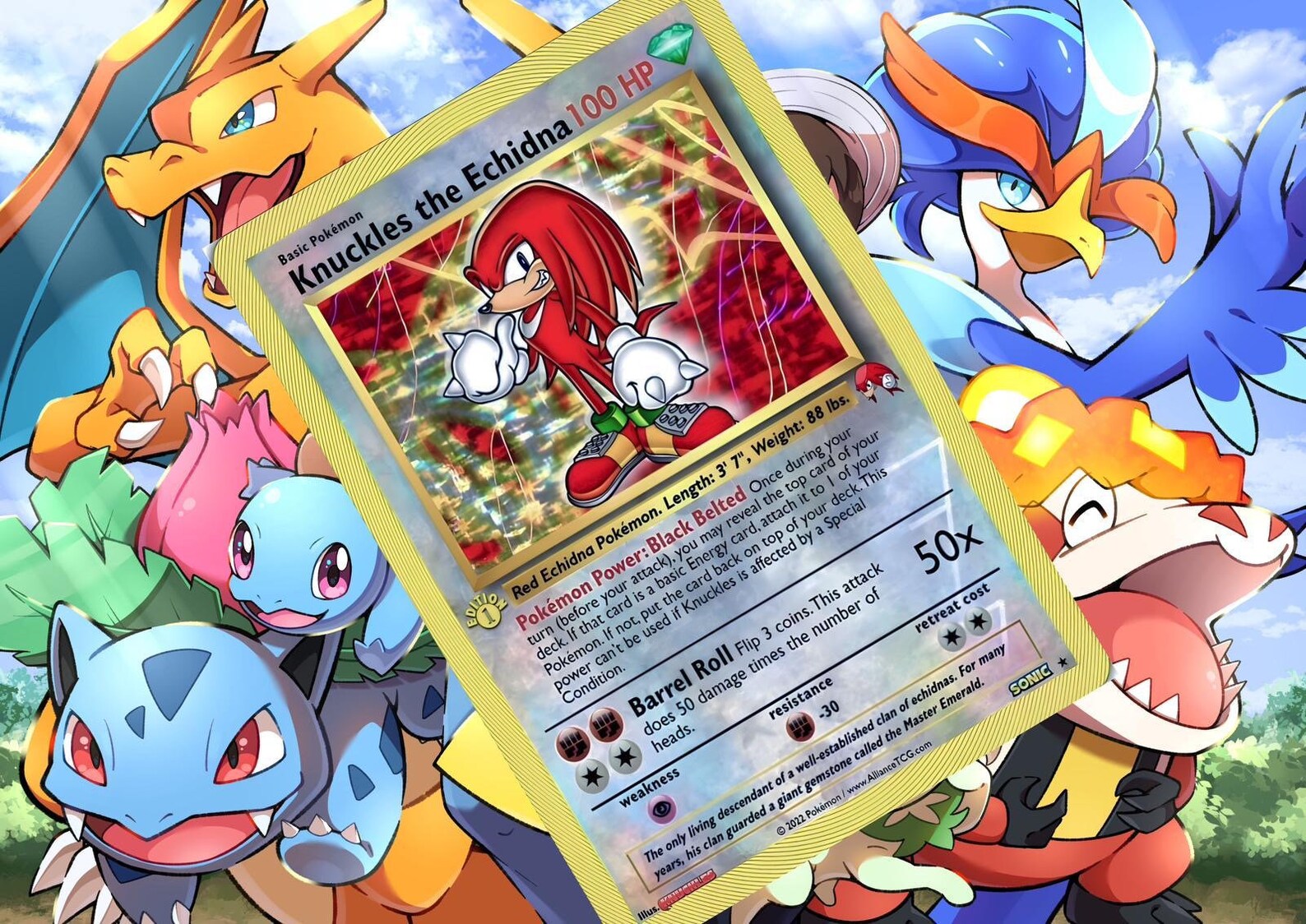 Knuckles the Echidna Pokemon Custom Card Holographic - Etsy
