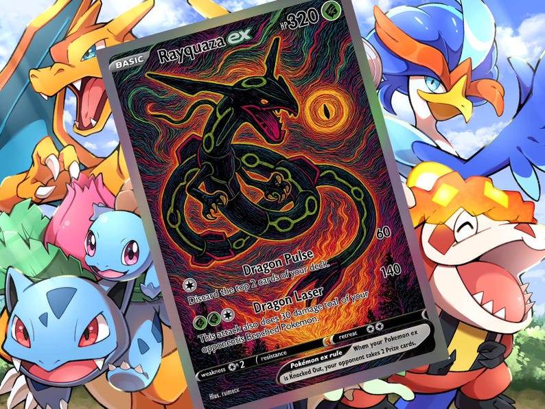 Rayquaza Ex Gx V Max Vstar Pokemon Custom Card Holographic - Etsy