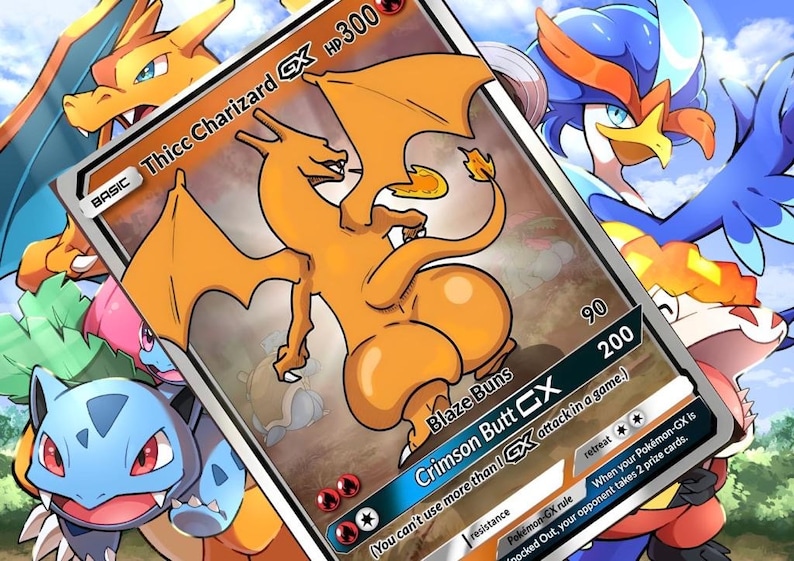 Thicc Charizard Gx Vsstar Pokemon Custom Card Holographic Etsy