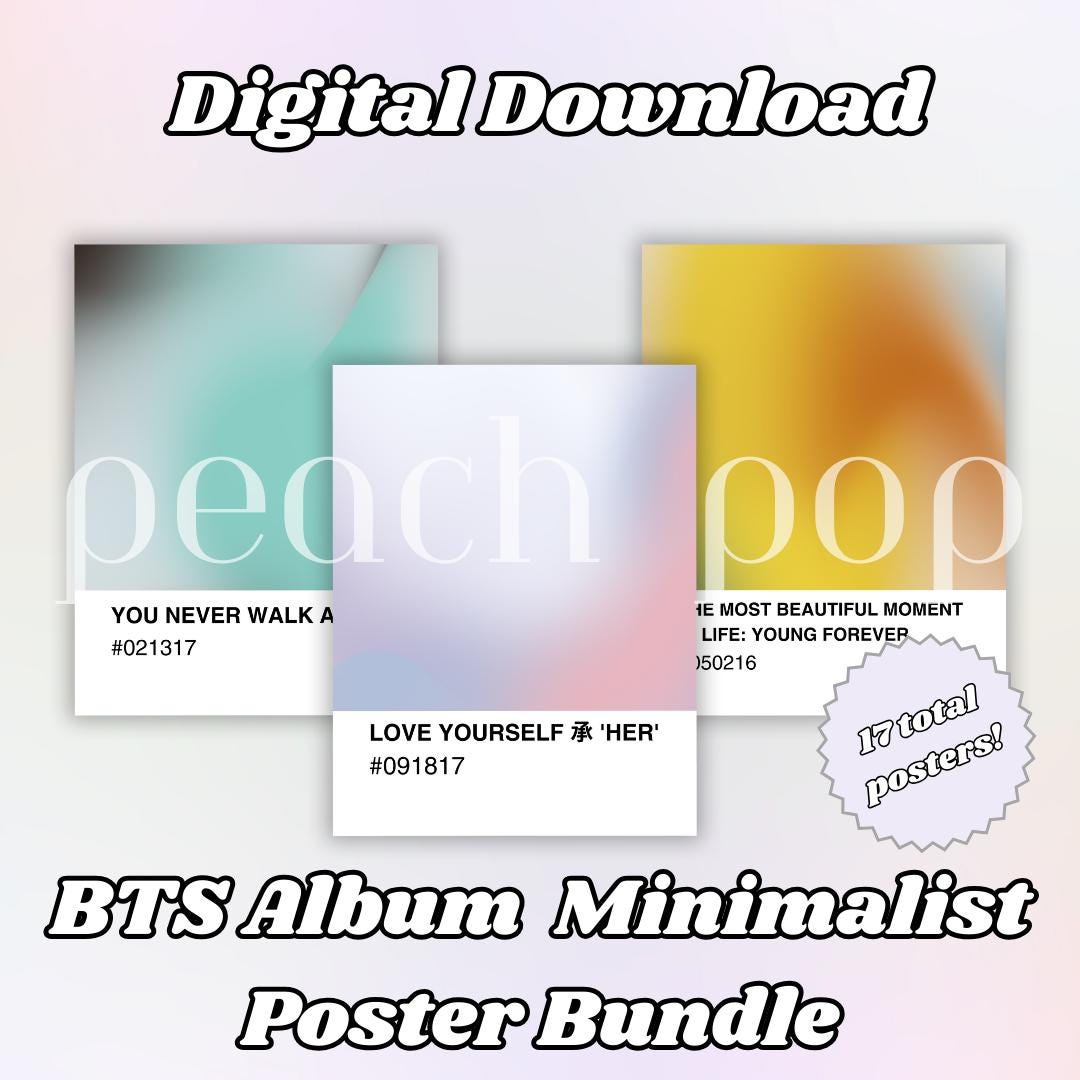 Bundle of 17 BTS Album Pantone Inspired Minimalist Subtle Posters ...