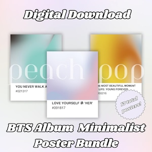 Bundle of 17 BTS Album Pantone Inspired Minimalist Subtle Posters ...