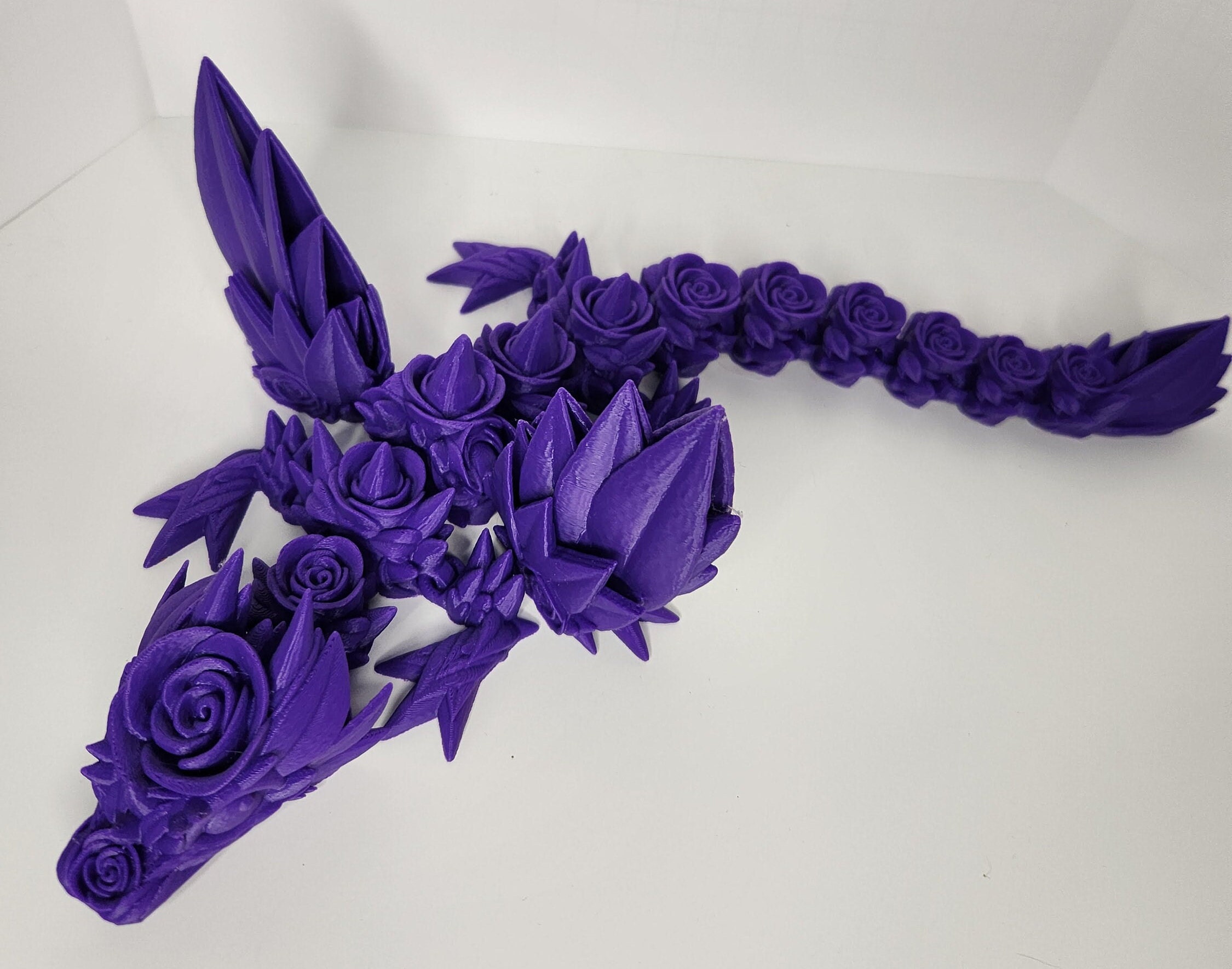 3D Printed Articulated Rose Dragon With Wings - Etsy