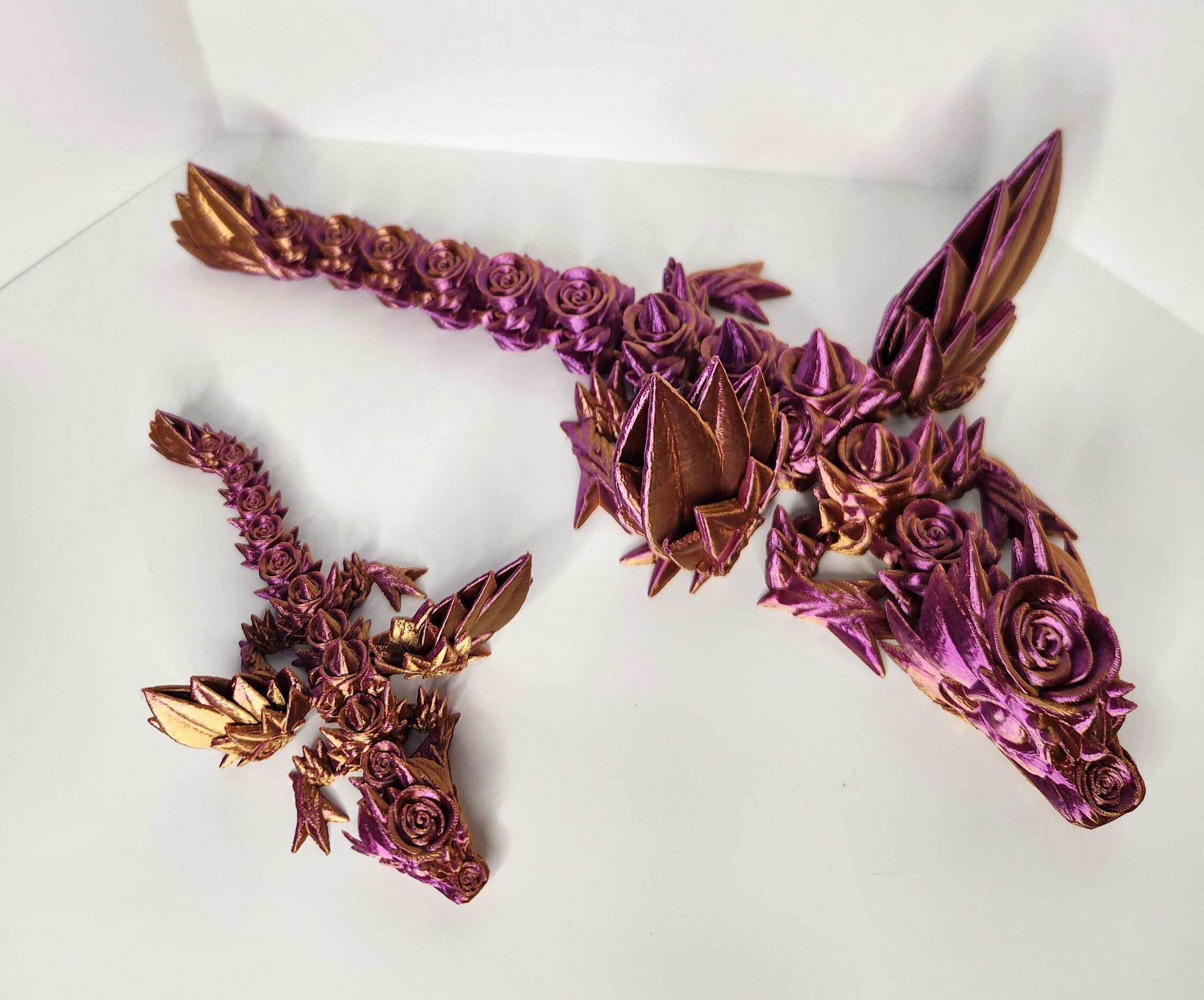 3D Printed Articulated Rose Dragon With Wings - Etsy