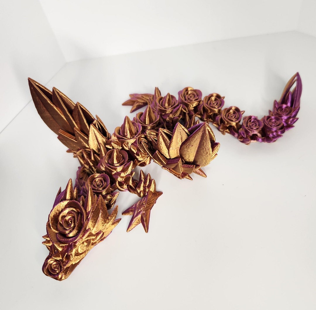 3D Printed Articulated Rose Dragon With Wings - Etsy