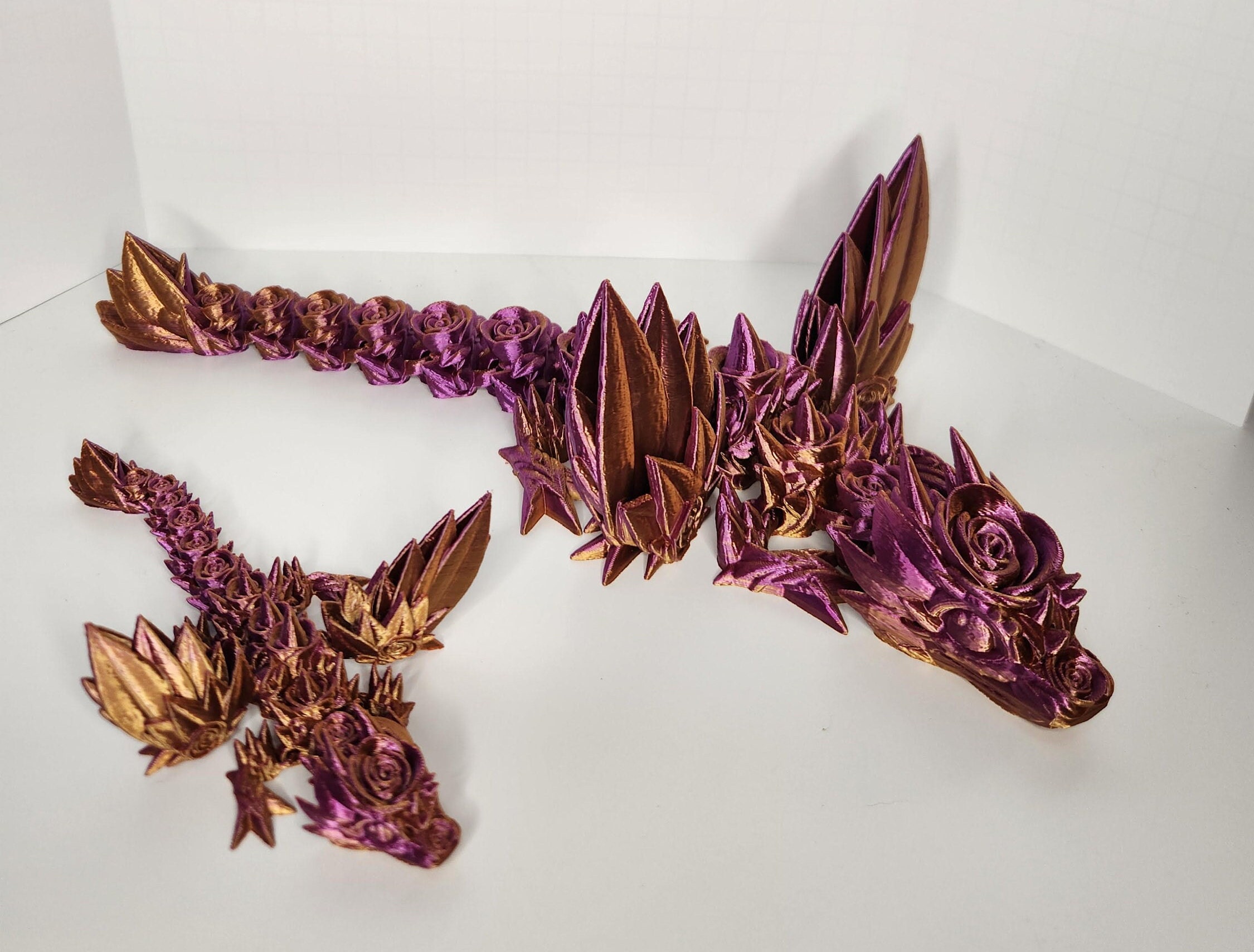 3D Printed Articulated Rose Dragon With Wings - Etsy