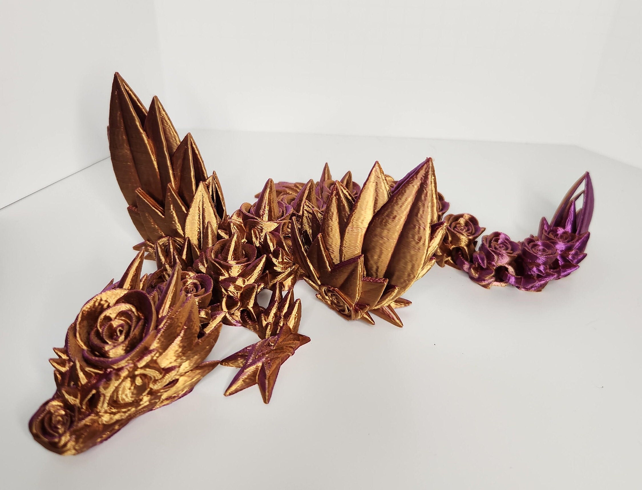3D Printed Articulated Rose Dragon With Wings - Etsy