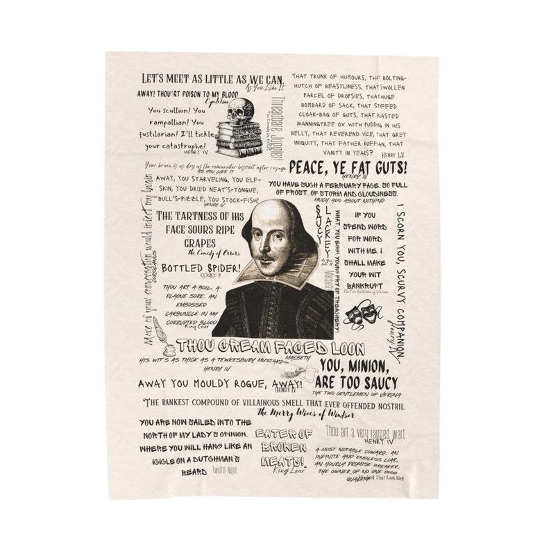 Funny Shakespeare Quotes Blanket Literary Theme Room Drama Kid Decor ...