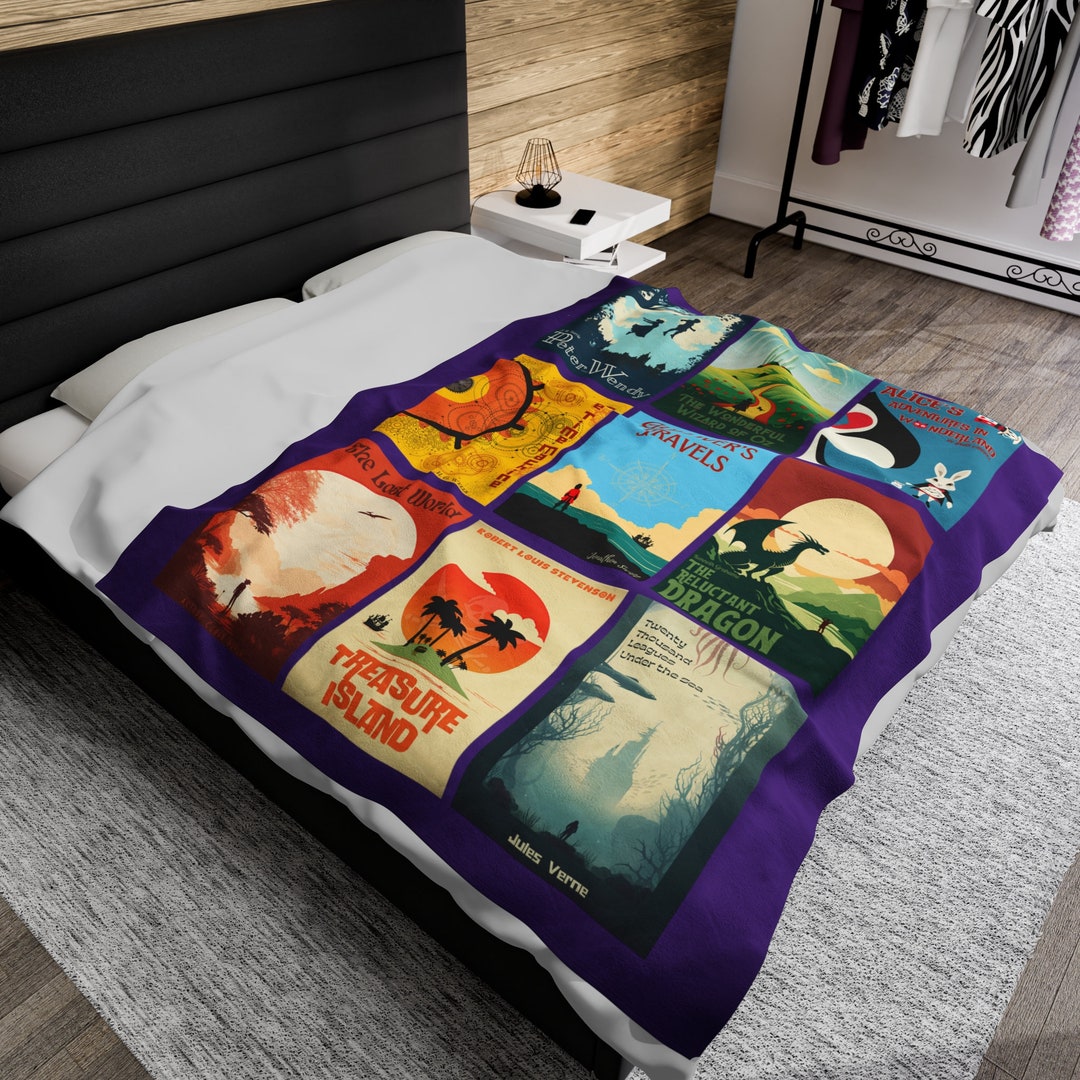 Classic Adventure Book Cover Velveteen Plush Blanket - Etsy