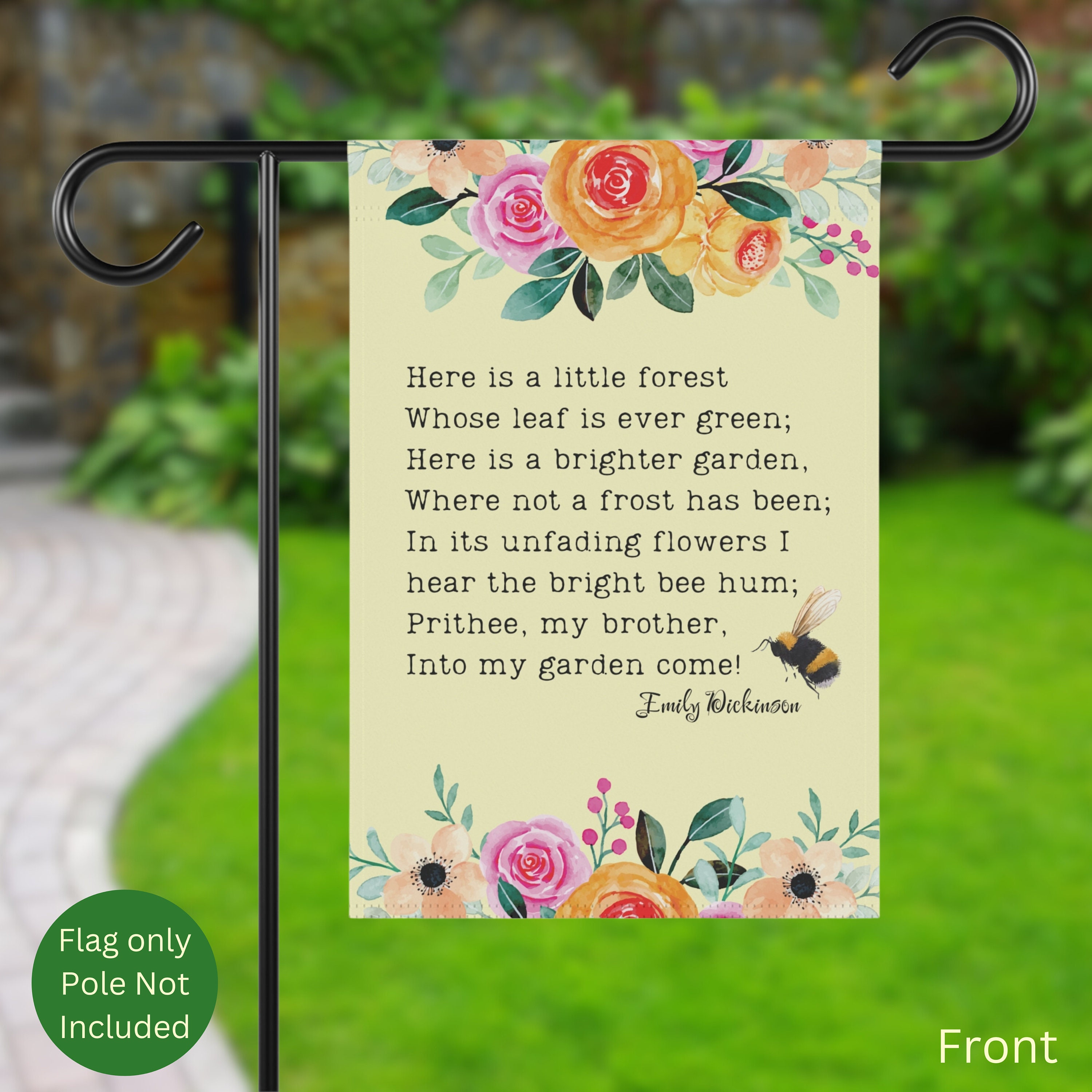 Emily Dickinson Poetry Quote Garden & House Banner, Here is a Little ...