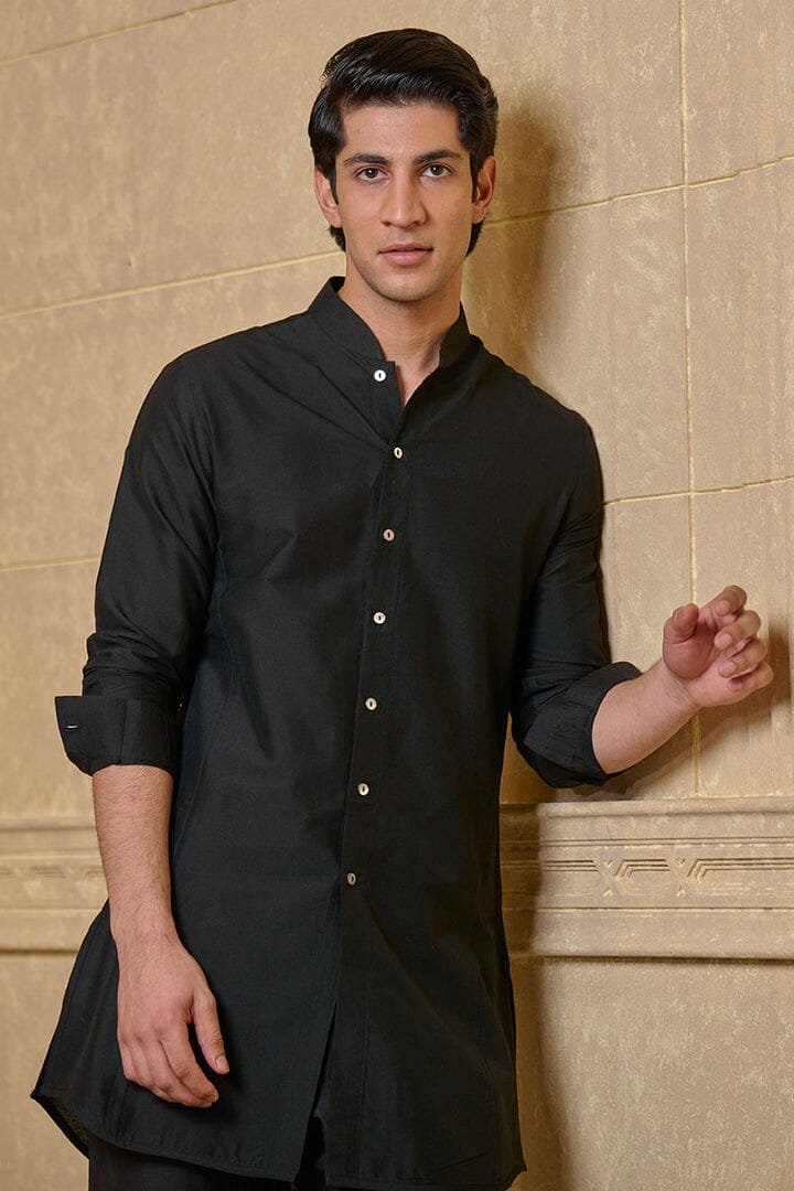 Two-sided Men's Kurta, Full Sleeve Mandarin Collar Pure Cotton Long ...