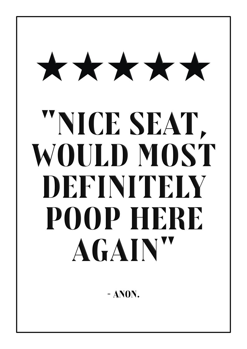 Toilet Review Print Poop Poster Bathoom Wall Art A1 A2 A3 A4 Bathroom Prints Funny Toilet Print ...