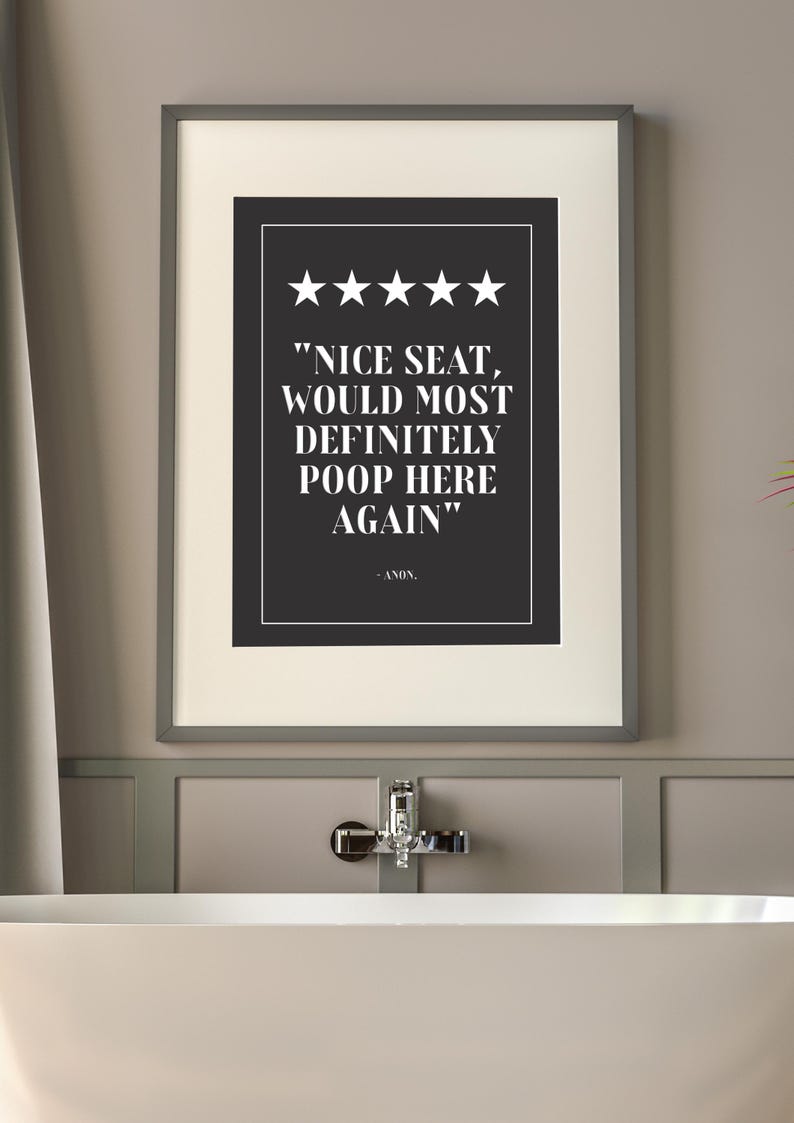 Toilet Review Print Poop Poster Bathoom Wall Art A1 A2 A3 A4 Bathroom Prints Funny Toilet Print ...