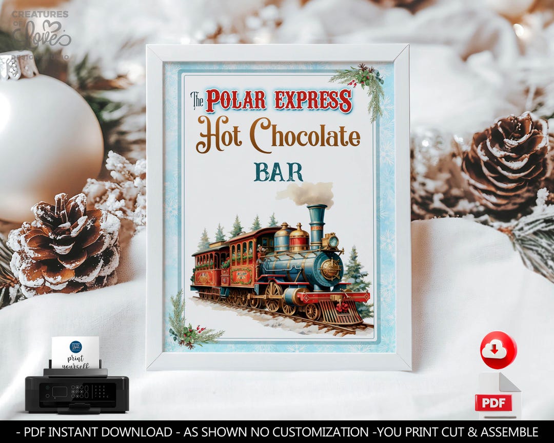 Hot Chocolate Bar Sign Polar Express Hot Cocoa Sign Christmas North ...