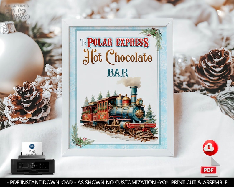 Hot Chocolate Bar Sign Polar Express Hot Cocoa Sign Christmas North ...