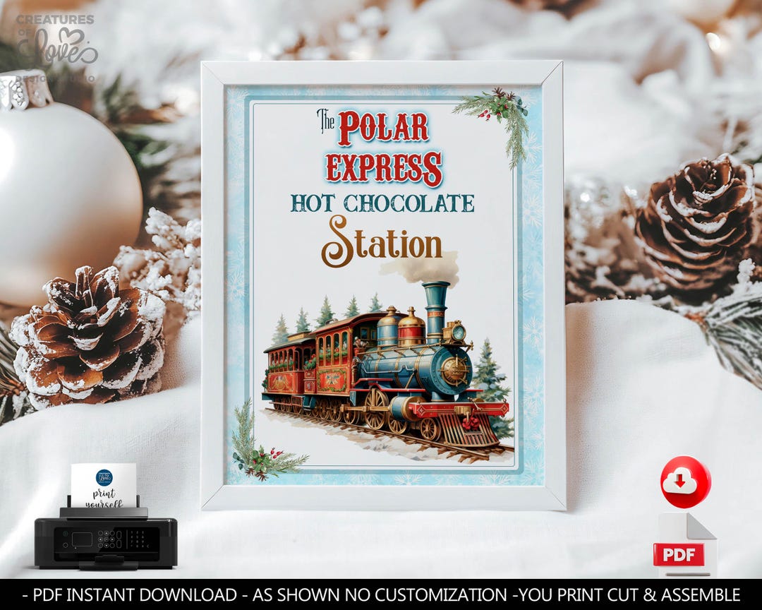 Hot Chocolate Station Sign Polar Express Hot Cocoa Sign Christmas North ...