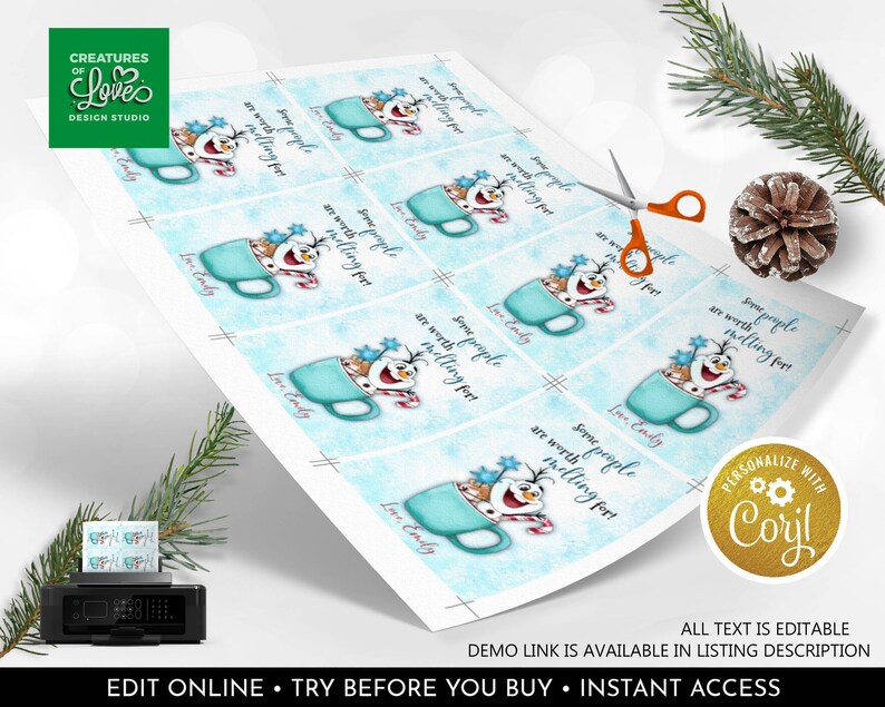 Editable Hot Chocolate Christmas Gift Tag Some People Are Worth Melting ...