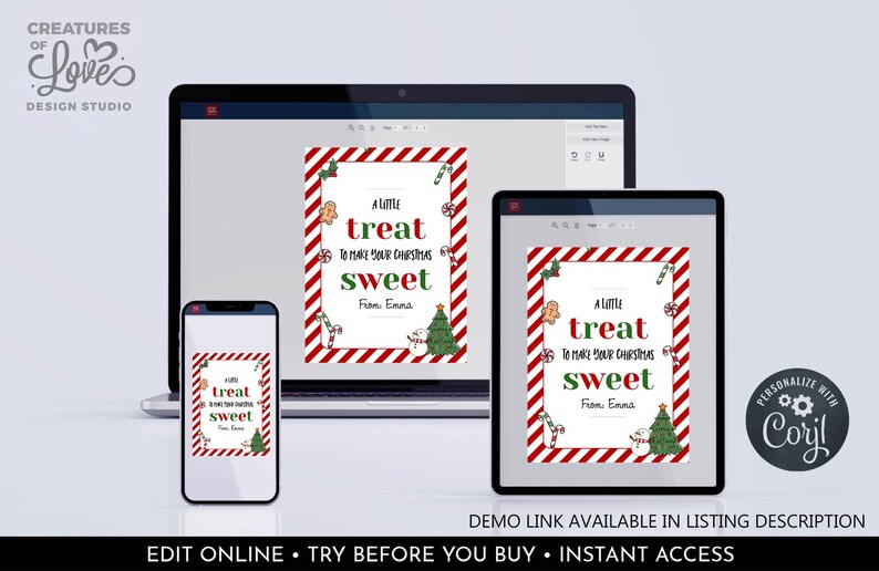 Editable Christmas Candy Cane Card Holder A Little Treat for Someone ...