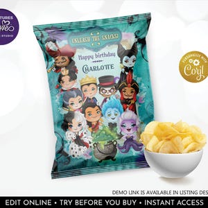 Villains Chip Bag Wrapper Editable Evil Characters Chip Bag Template ...