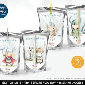 Viking Juice Pouch Label Editable Dragon Labels Fantasy Nordic God ...