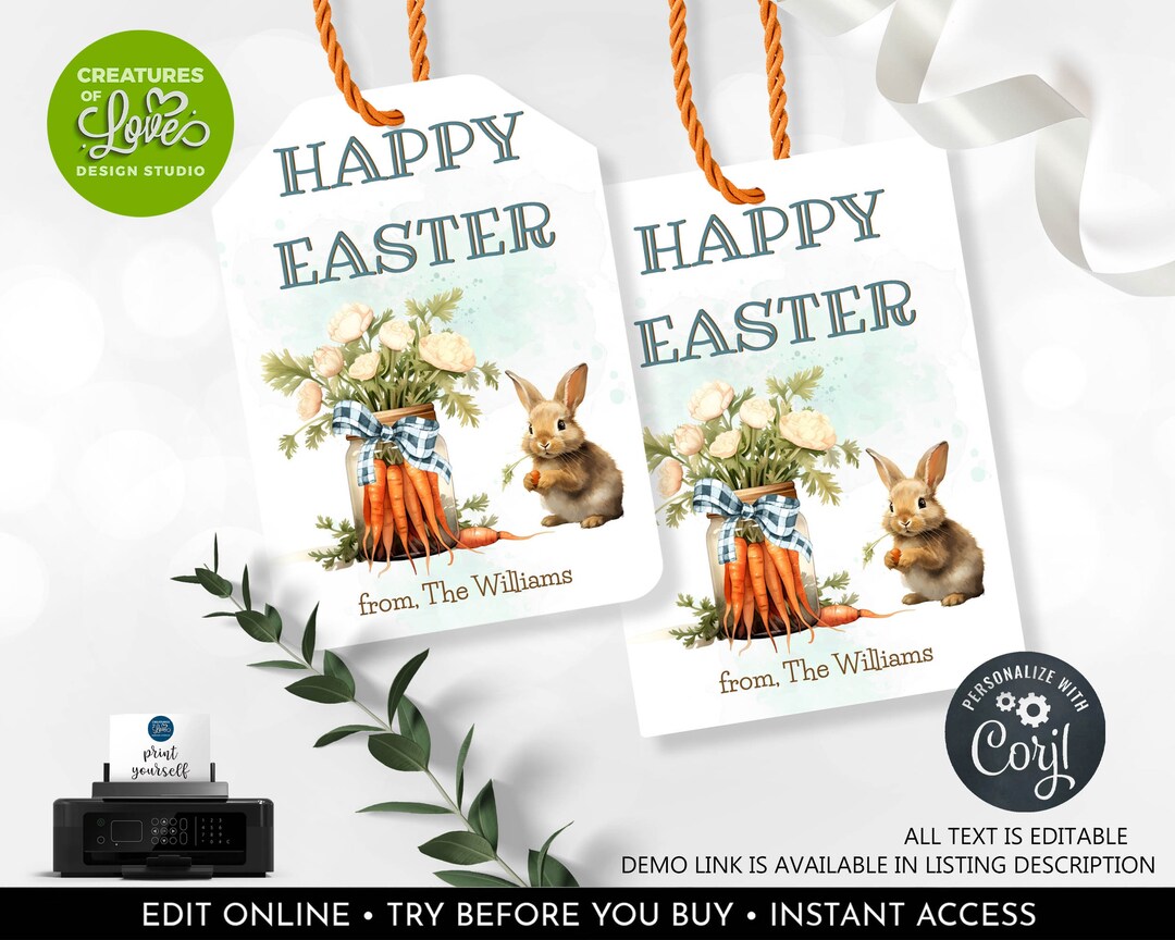 Easter Gift Tags Editable Spring Basket Tag Easter Party Labels ...