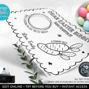 Easter Bunny Placemat Editable Easter Bunny Treat Placemat Easter Bunny ...