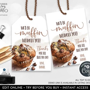 EDITABLE Muffin Gift Tag Teacher Appreciation Gift Tag School Employee ...
