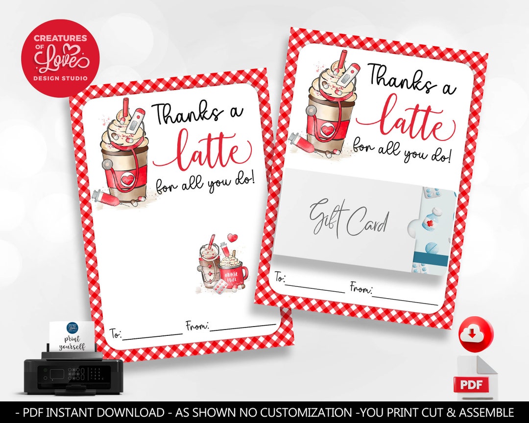 Nurse Appreciation Gift Card Holder Healthcare Staff Thanks a Latte for ...