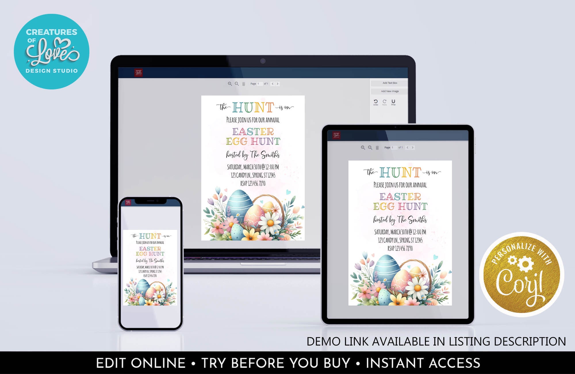 Editable Easter Egg Hunt Invitation Easter Party Invitation Easter ...