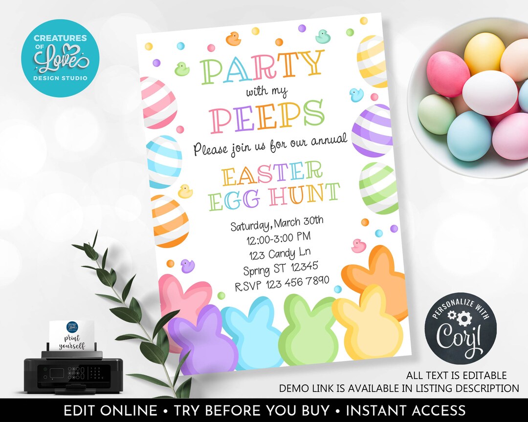 Easter Egg Hunt Invitation Editable Easter Party Invitation Easter ...