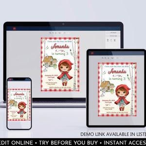 Little Red Riding Hood Invitation Editable Red Riding Hood Birthday ...