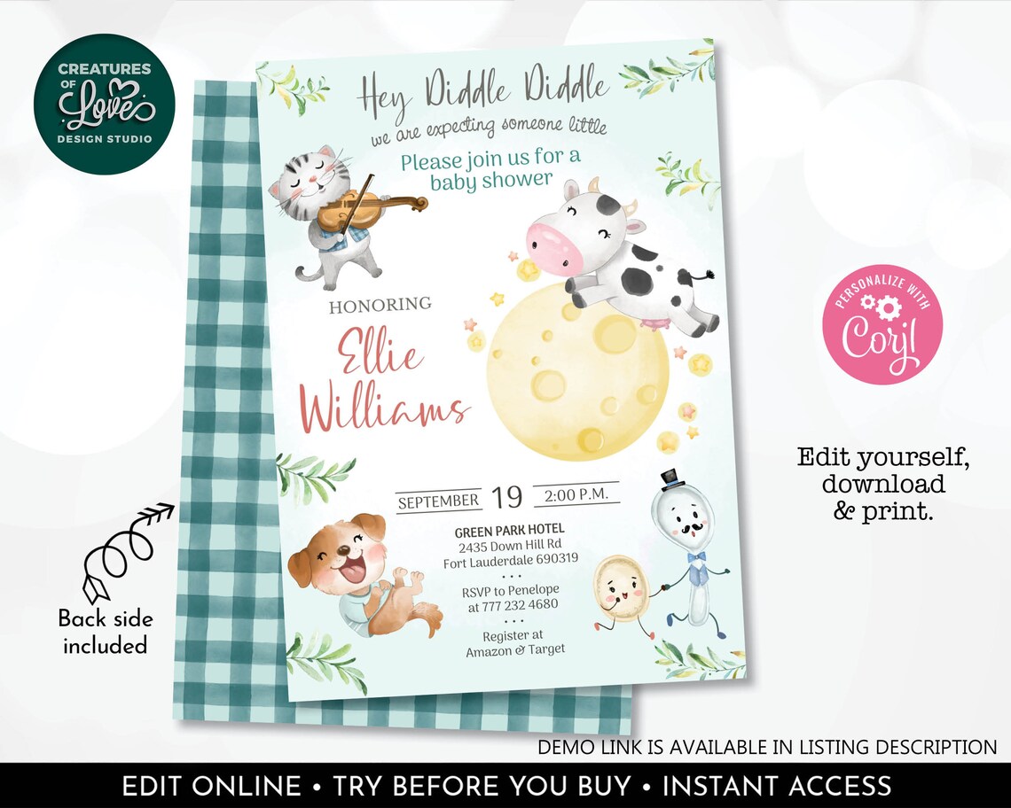 Nursery Rhymes Baby Shower Invitation Editable Mother Goose Nursery ...