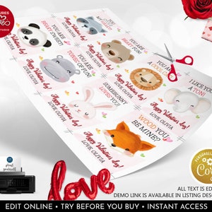 Cute Animals Valentine's Day Cards Woodland School Kids Teacher ...