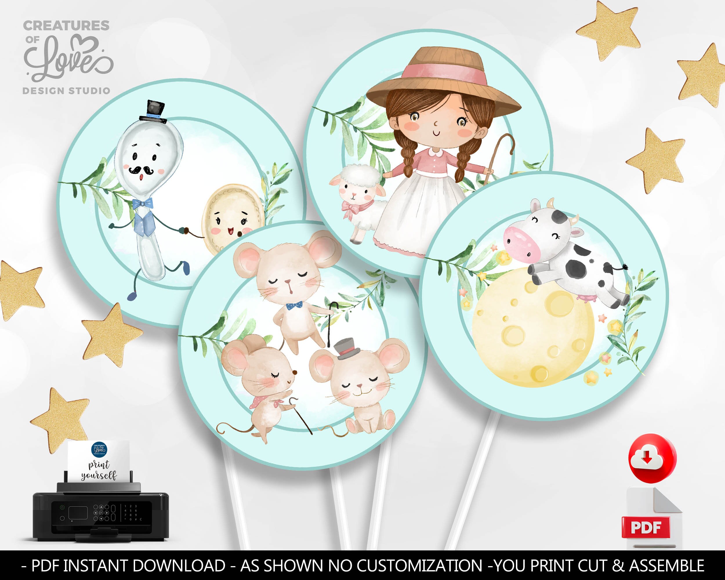 Nursery Rhyme Centerpieces Birthday Party Baby Shower Table Decor Cake ...