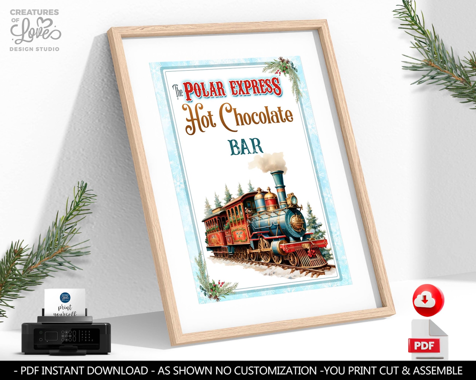 Hot Chocolate Bar Sign Polar Express Hot Cocoa Sign Christmas North ...