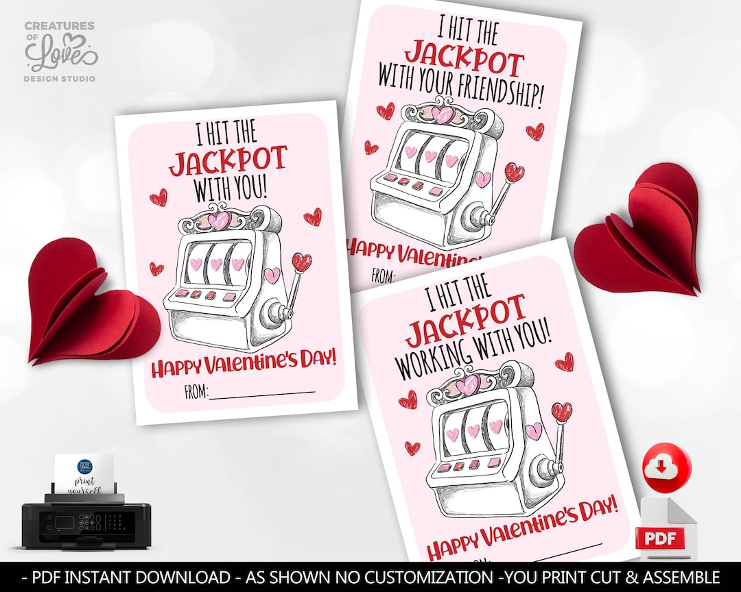 Hit the Jackpot Valentine's Day Card Valentines Jackpot Tag Teacher ...