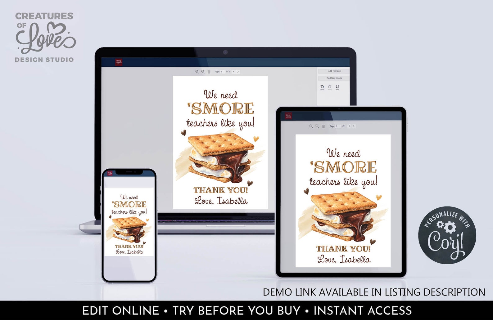 EDITABLE Smore Gift Tag Teacher Appreciation Gift Tag School Employee ...