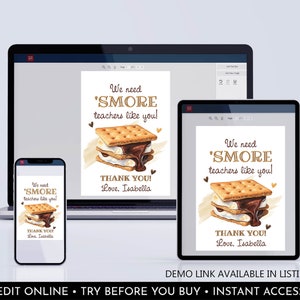 EDITABLE Smore Gift Tag Teacher Appreciation Gift Tag School Employee ...