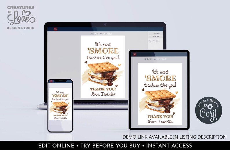 EDITABLE Smore Gift Tag Teacher Appreciation Gift Tag School Employee ...